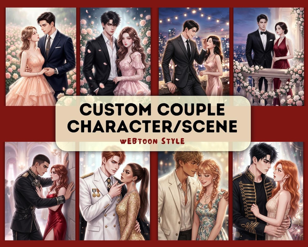 Custom Couple Character Art Design – Webtoon Style Digital Illustration ...