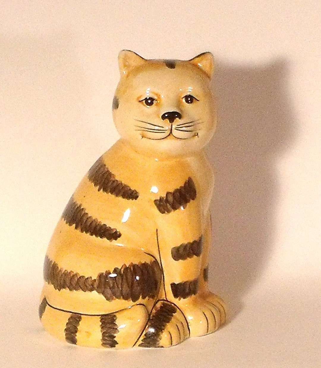 Vintage Ceramic Striped Tabby Cat Bank - Etsy