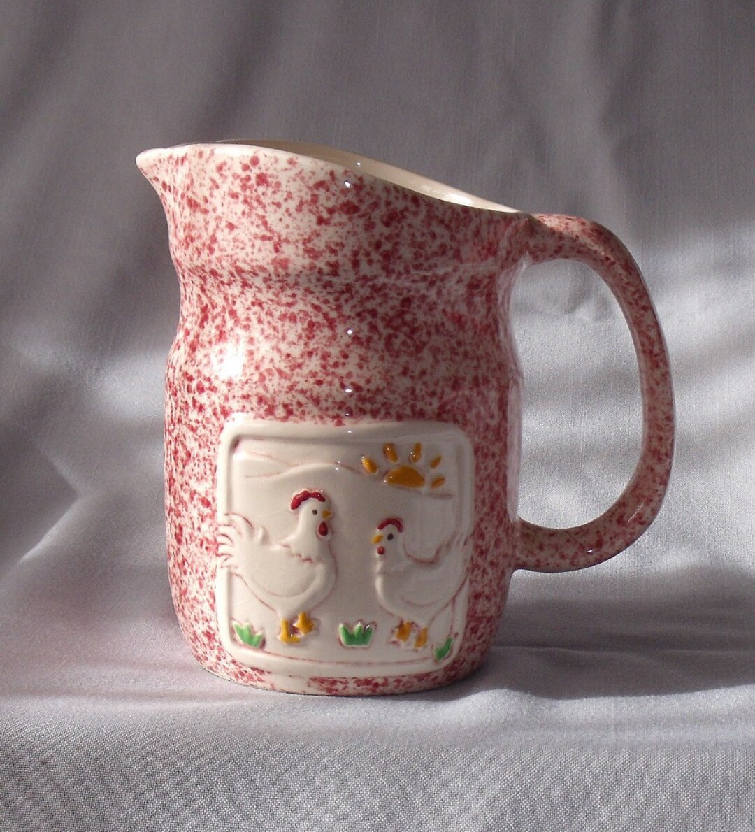 Vintage Pottery Craft Jug With Chickens - Etsy