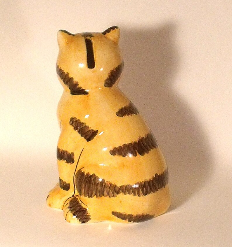 Vintage Ceramic Striped Tabby Cat Bank - Etsy