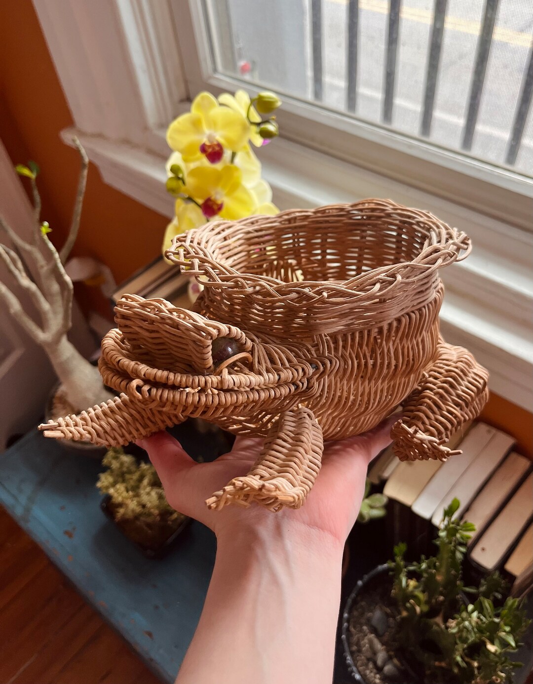 Vintage Wicker Frog Basket/planter - Etsy