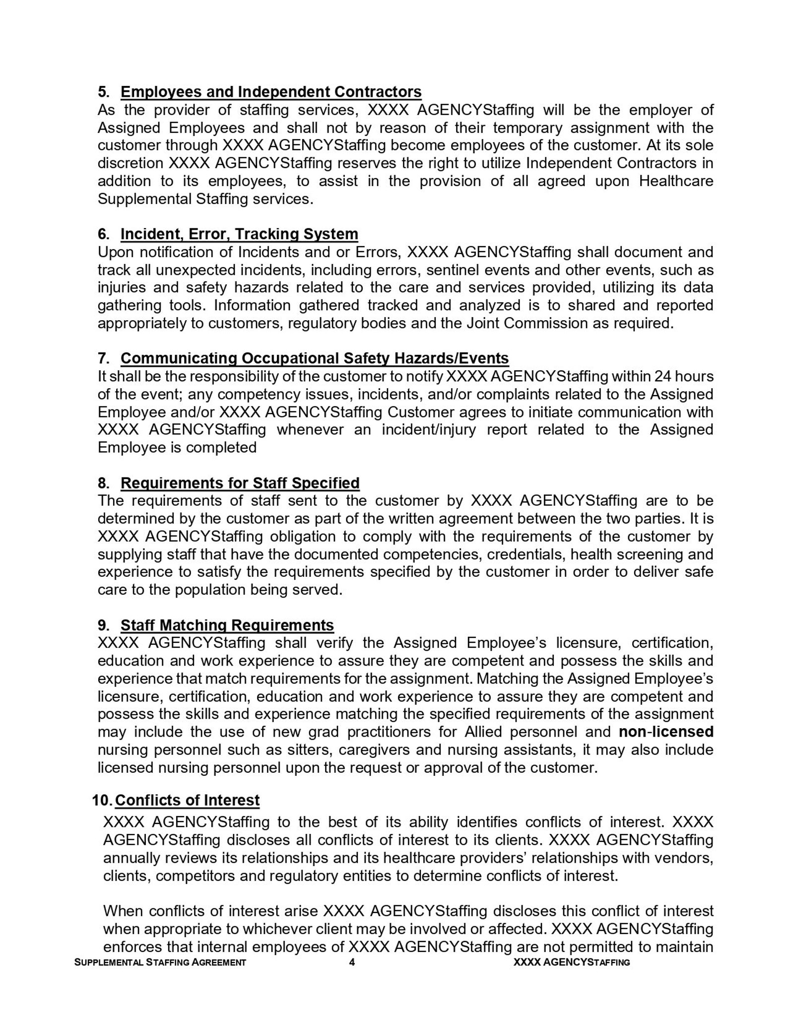Supplemental Staffing Agreement Template - Etsy