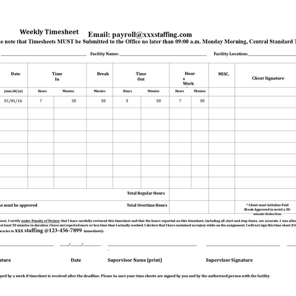 Employee Timesheet - Etsy
