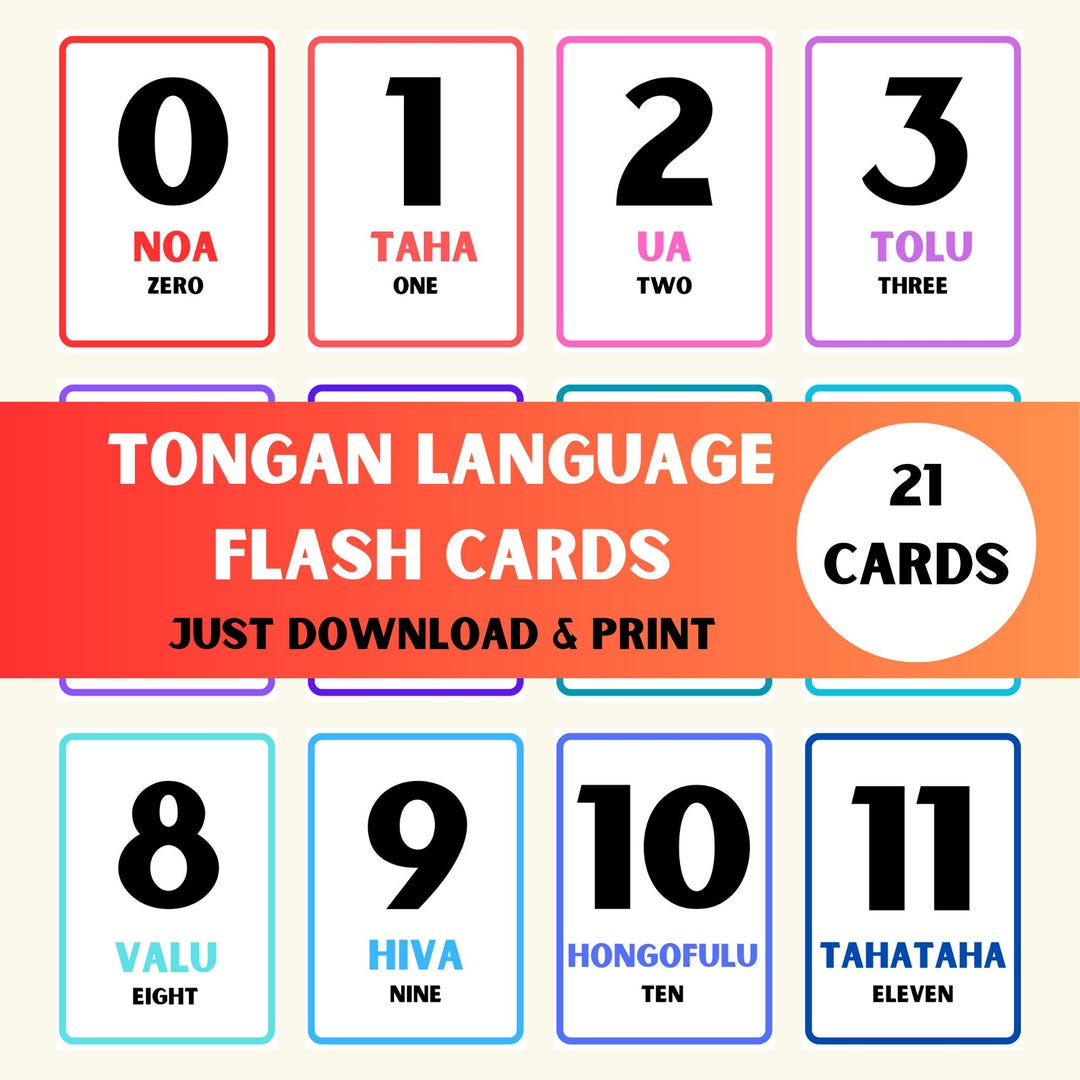 Tongan Flashcards Numbers 1-20 | Learntongan Counting | Polynesian ...