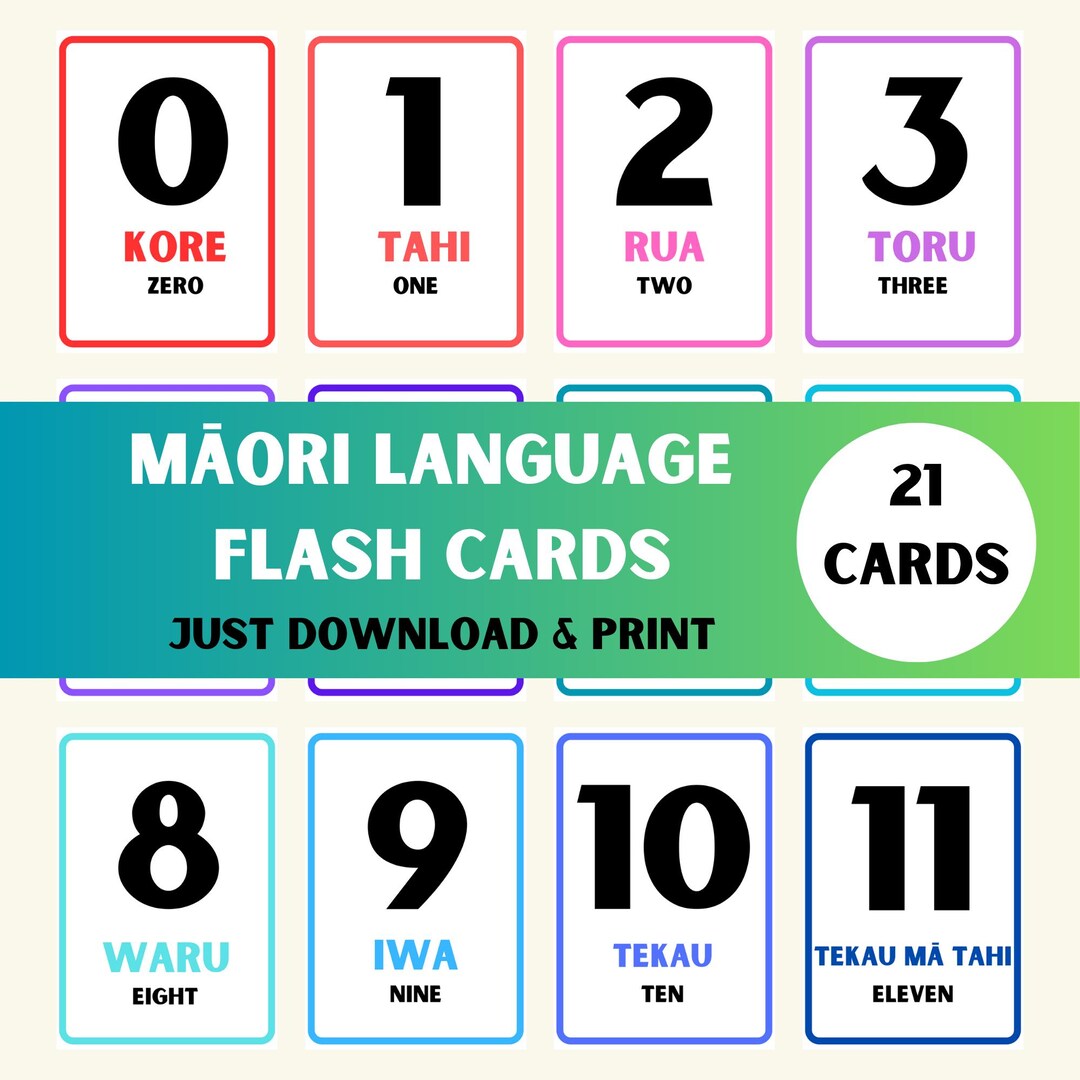 Maori Flashcards Numbers 1-20 | Learn Maori Counting | Polynesian ...