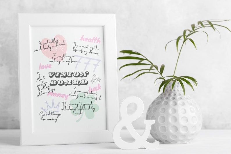 Vision Board Printable Wall Art, Manifestation Affirmation Poster Print ...