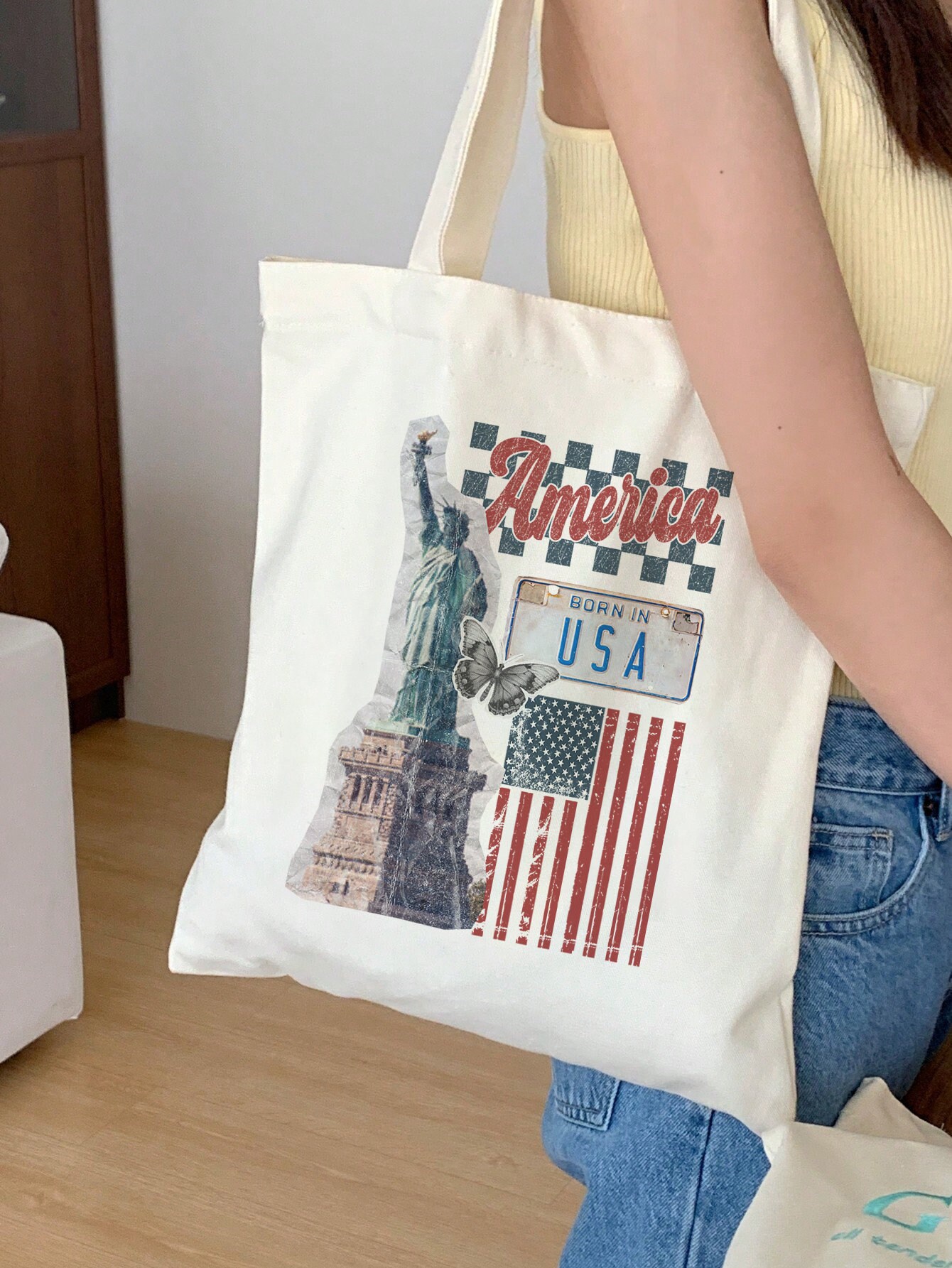 Fourth of July Collage Tote American Flag Bag Liberty Tote Bag Summer ...