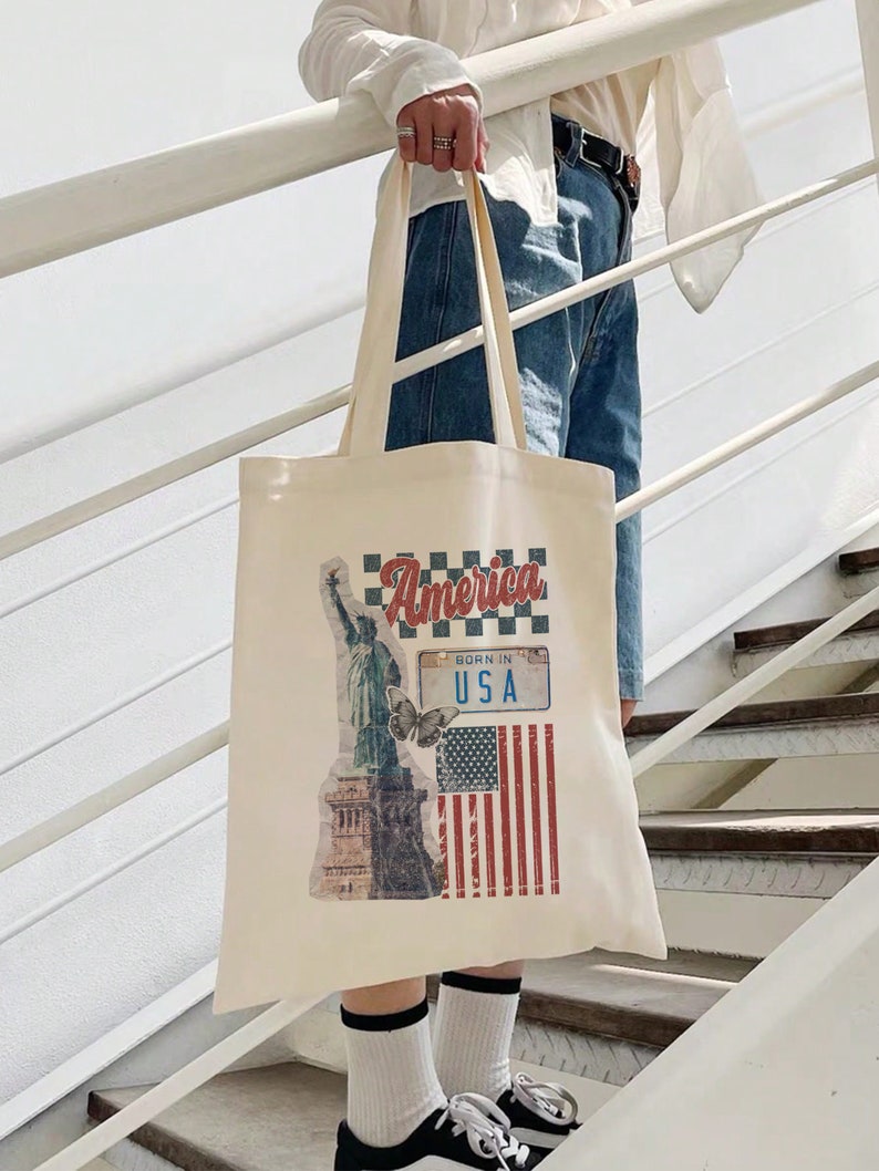 Fourth of July Collage Tote American Flag Bag Liberty Tote Bag Summer ...