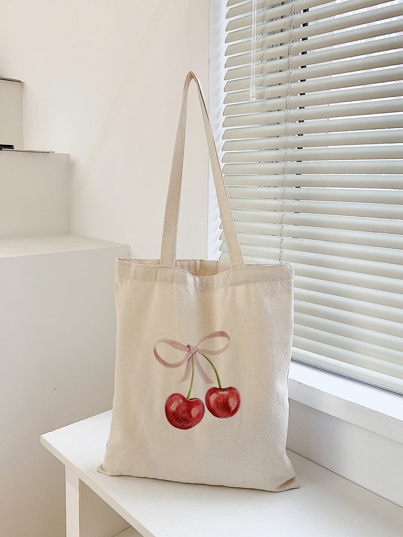Tote Bag Cherries Coquette Pink Bow Cherry Reusable Bag Aesthetic ...