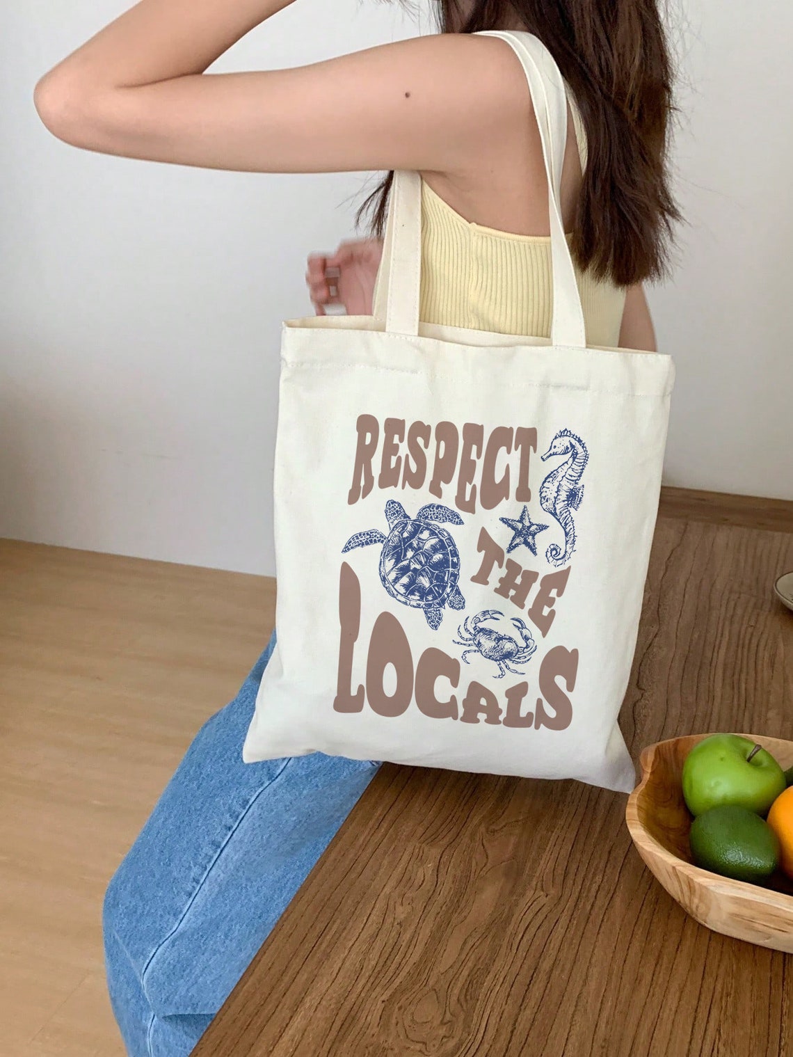 Respect the Locals Tote Bag Ocean Inspired Style Coastal Grandma ...