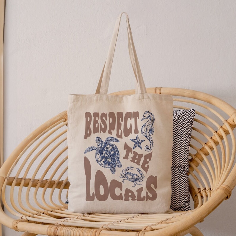 Respect the Locals Tote Bag Ocean Inspired Style Coastal Grandma ...