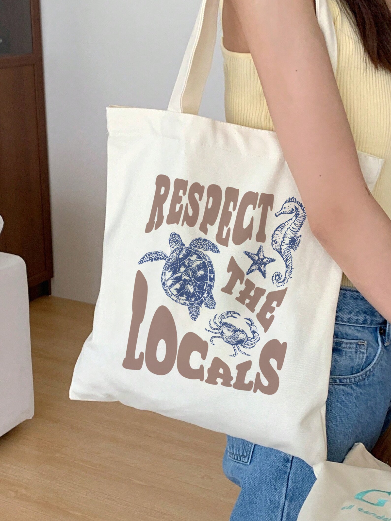 Respect the Locals Tote Bag Ocean Inspired Style Coastal Grandma ...