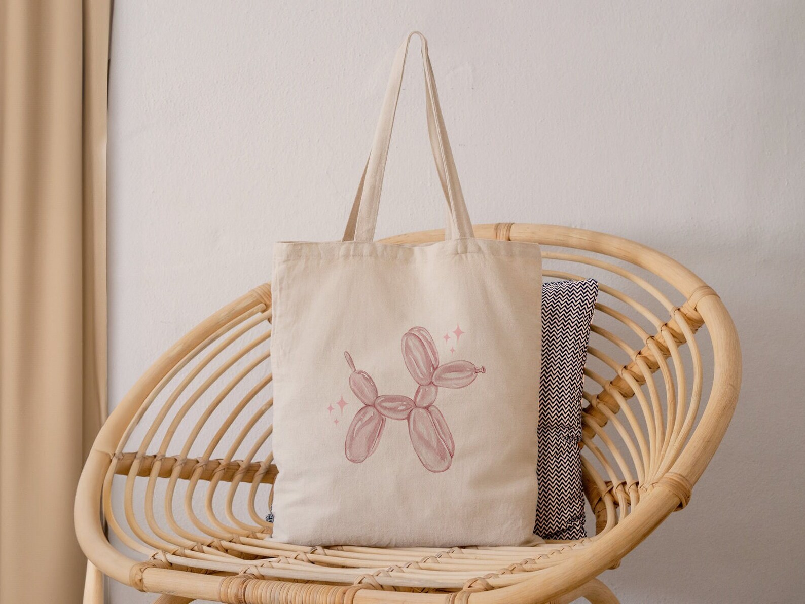 Tote Bag Balloon Dog Art Pink Balloon Animal Accessories Bridesmaid ...