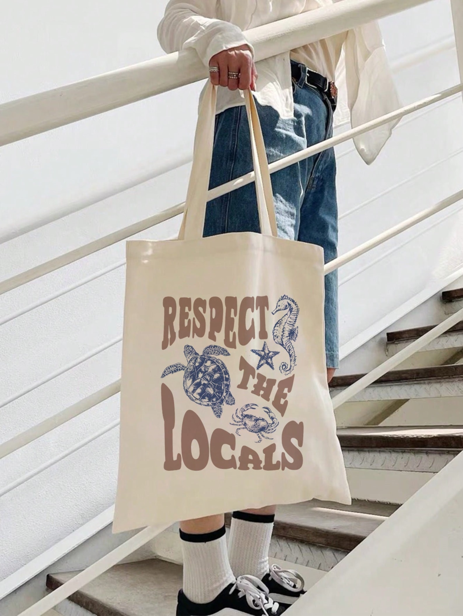 Respect the Locals Tote Bag Ocean Inspired Style Coastal Grandma ...