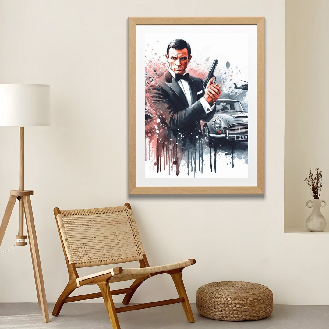 James Bond Watercolor Painting, Wall Art Poster, Movies Painting ...
