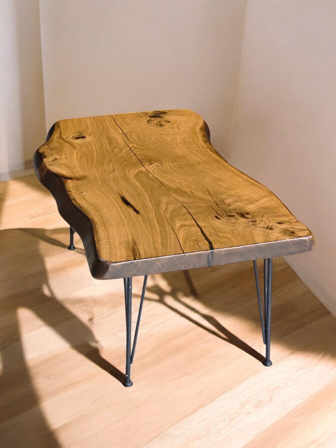 Live Edge Coffee Table Handcrafted, Rustic Round Walnut Table, Live ...