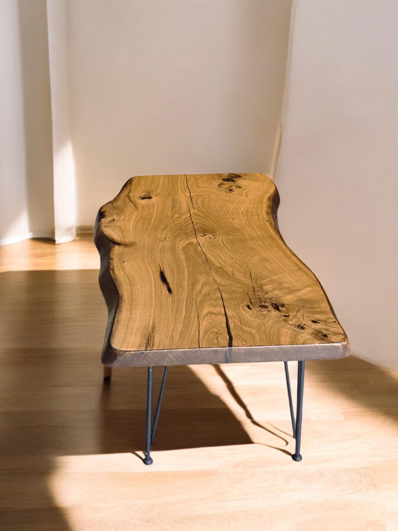 Live Edge Coffee Table Handcrafted, Rustic Round Walnut Table, Live ...