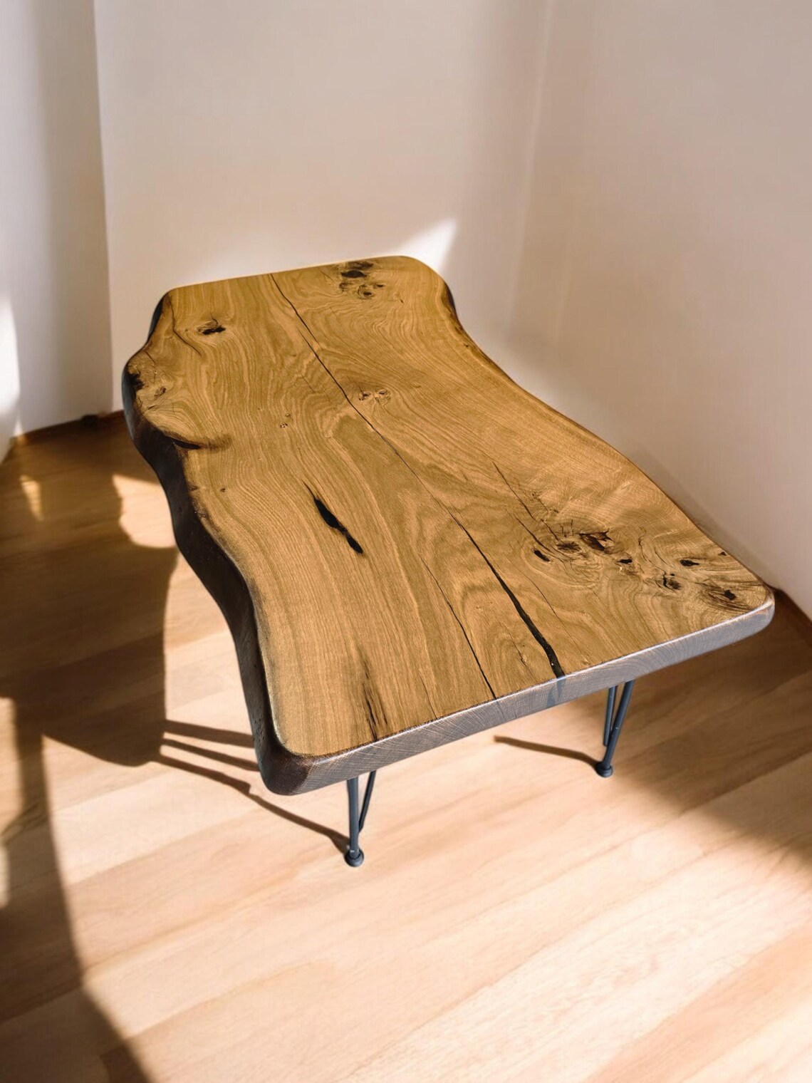 Live Edge Coffee Table Handcrafted, Rustic Round Walnut Table, Live ...