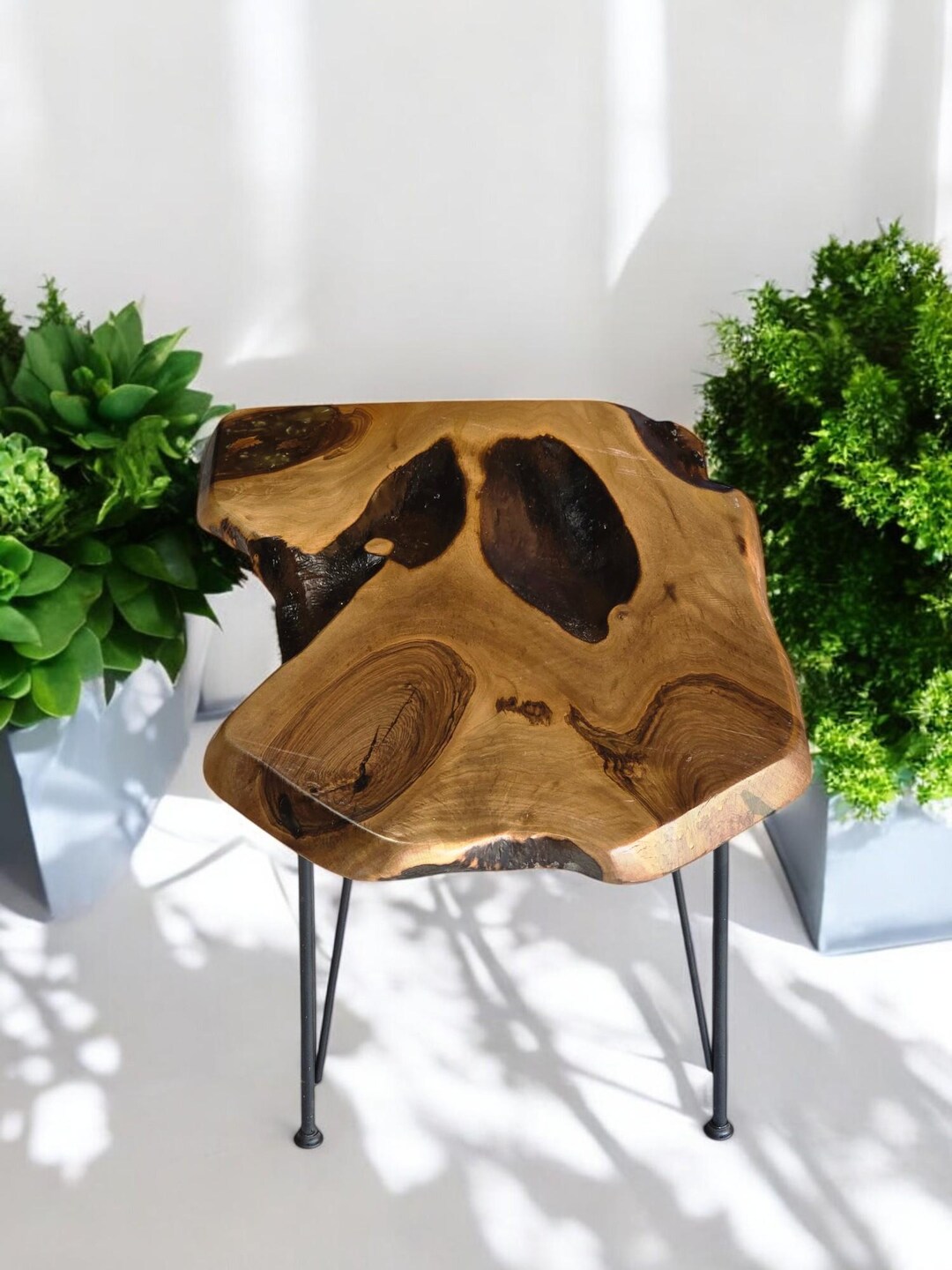 Rustic Round Walnut Table, Live Edge Olive Coffee Table, Live Edge ...