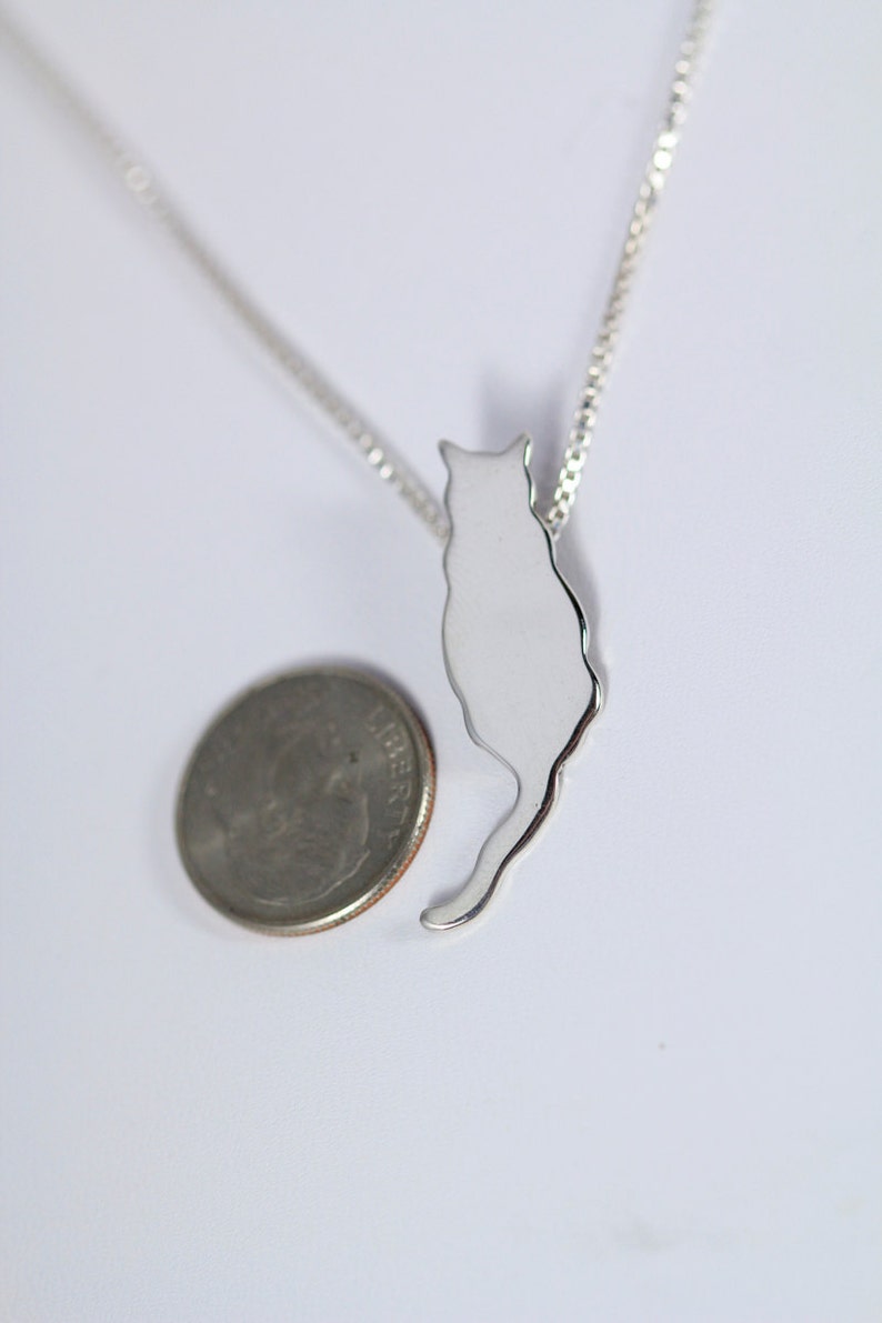 Sterling Silver Cat Elegant Silhouette - Etsy