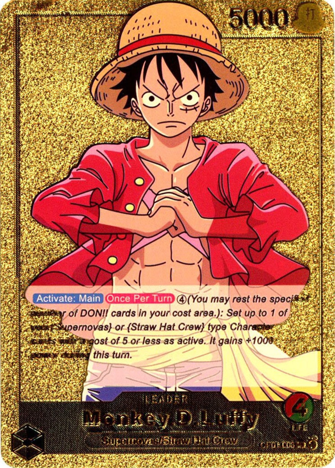OP01-003 Monkey D. Luffy Hand-made Gold TCG Card (great Gift!) - Etsy