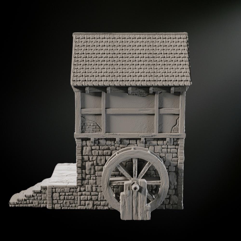 Medieval Watermill STL File – 3D Printable Fantasy Building for ...