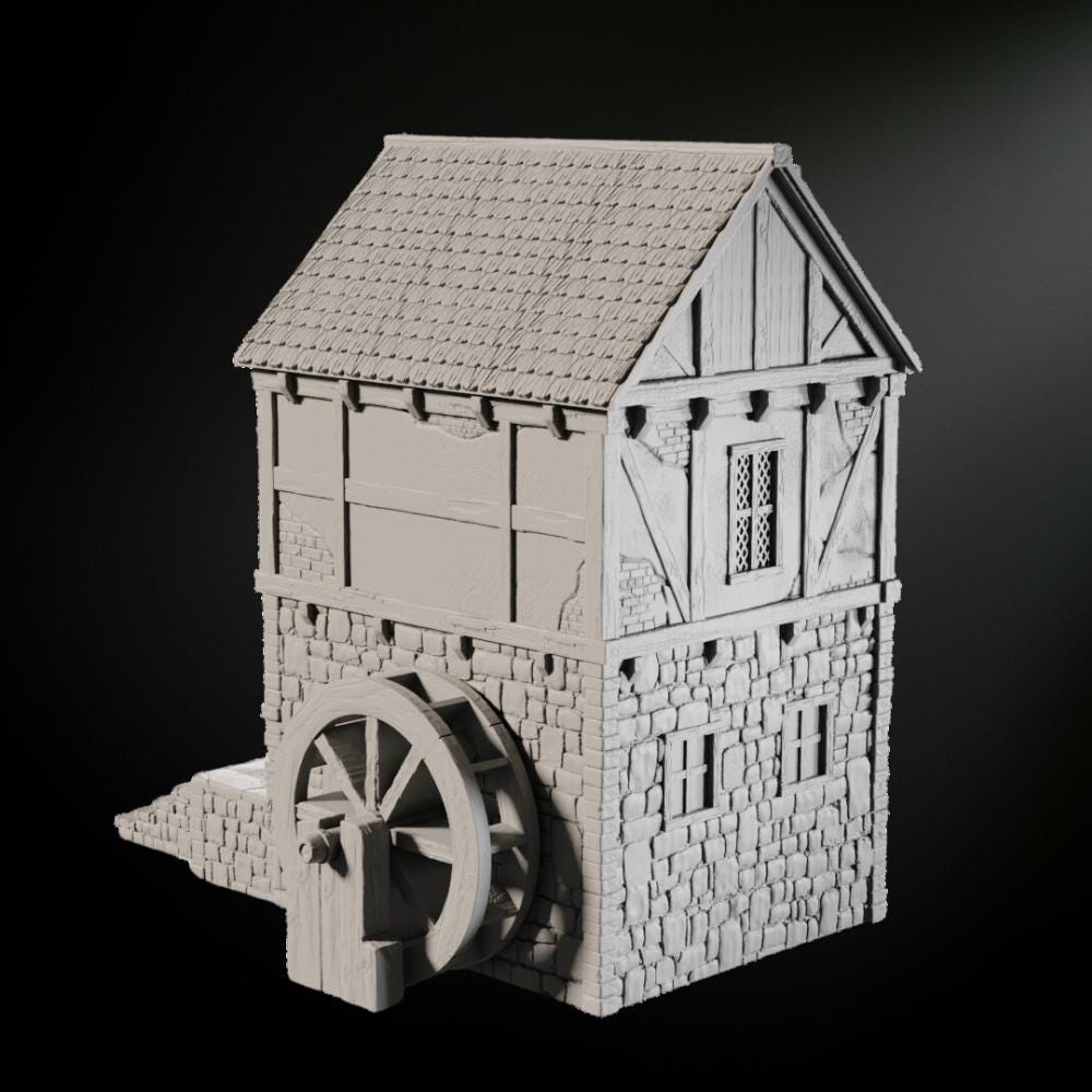 Medieval Watermill STL File – 3D Printable Fantasy Building for ...