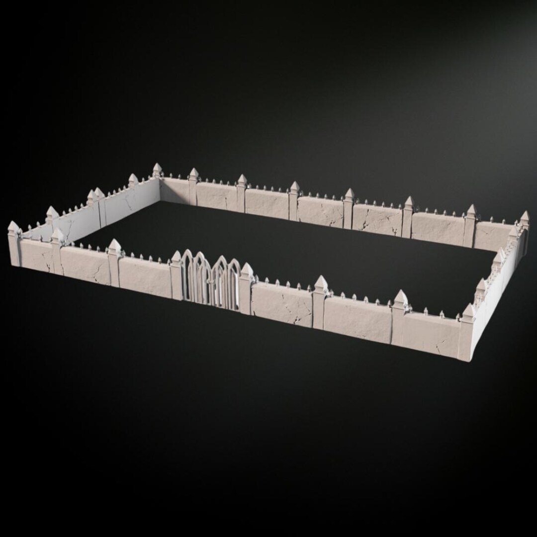 3D Printable Graveyard Walls STL Files: Gothic Wargaming Terrain (28mm ...