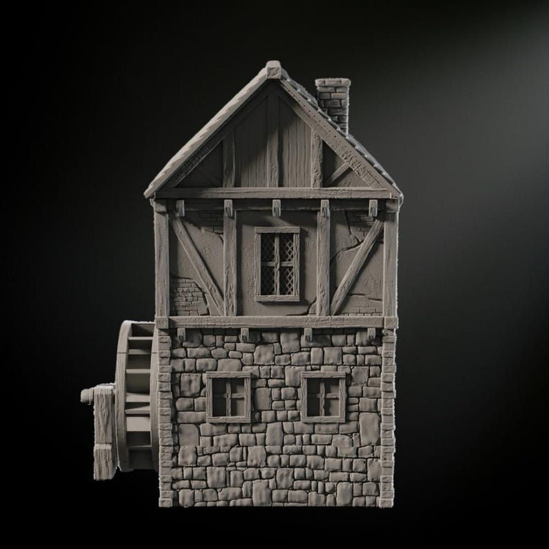 Medieval Watermill STL File – 3D Printable Fantasy Building for ...
