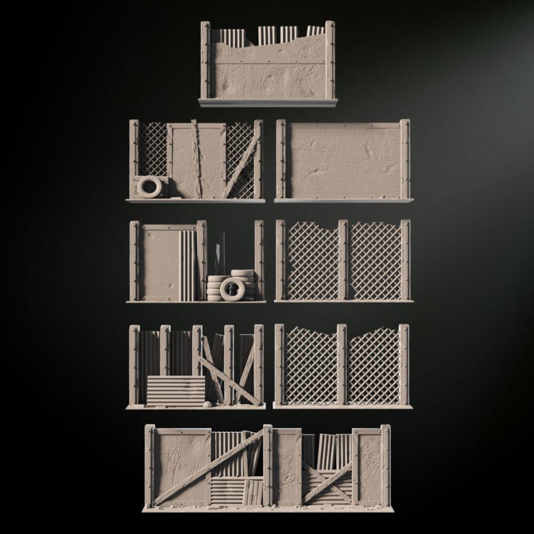 Post-apocalyptic Wall Set: 3D Printable Wargaming Terrain STL Files ...