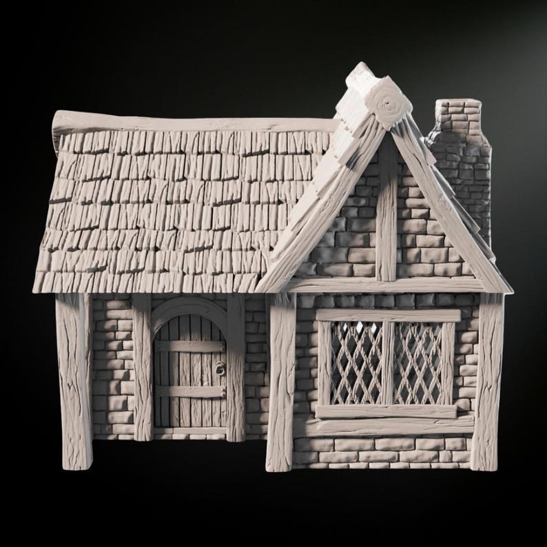 Medieval Fantasy Cottage House IV STL - 3D Printable Terrain, Wargaming ...