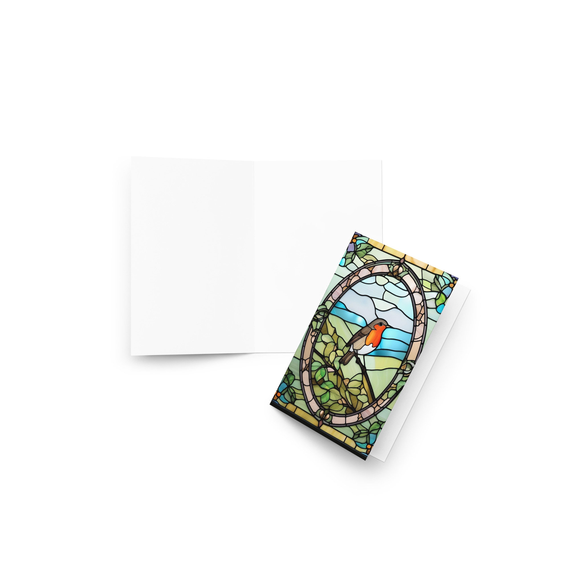 Robin Stained Glass Window Greetings Card - Etsy