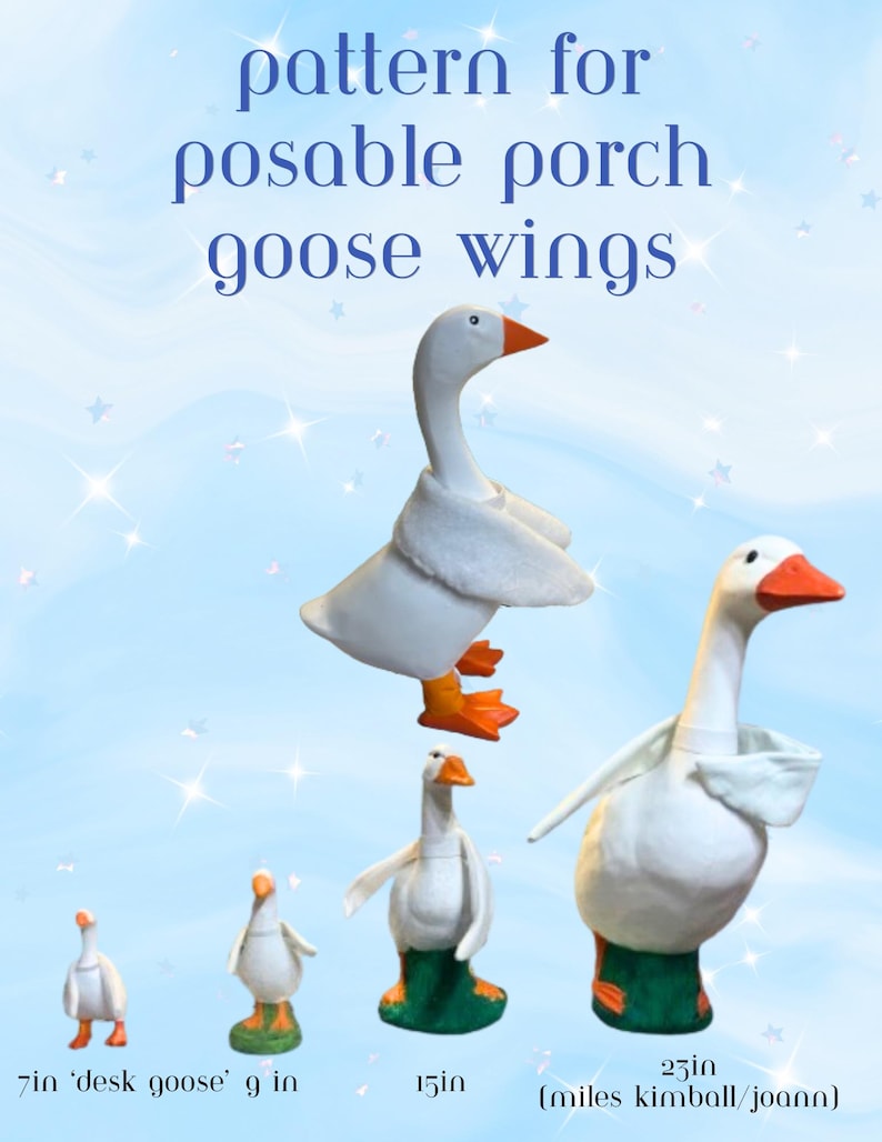 Porch Goose Desk Goose Posable Wing Patterns 7,9,15,23 Inch Goose Wings ...