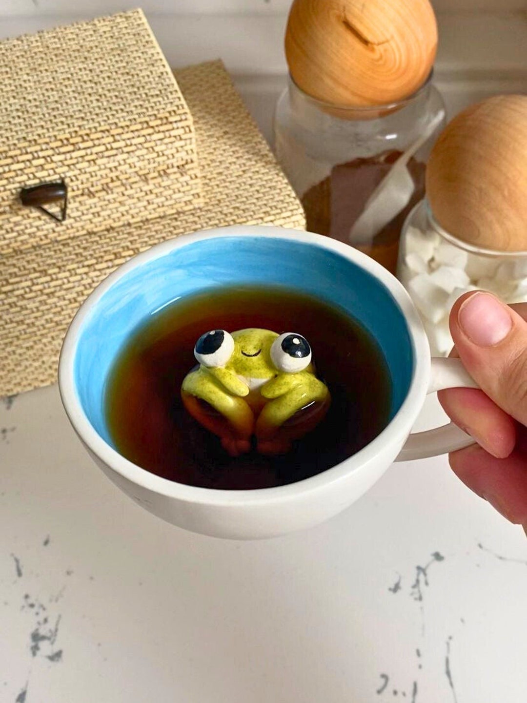 Handmade Cute Frog Cup,charming Handmade Mug With Cute Floating Frog ...