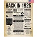 Back in 1925 Poster, 1925 Fun Facts Sign, 100 Years Ago, Vintage 1925 ...