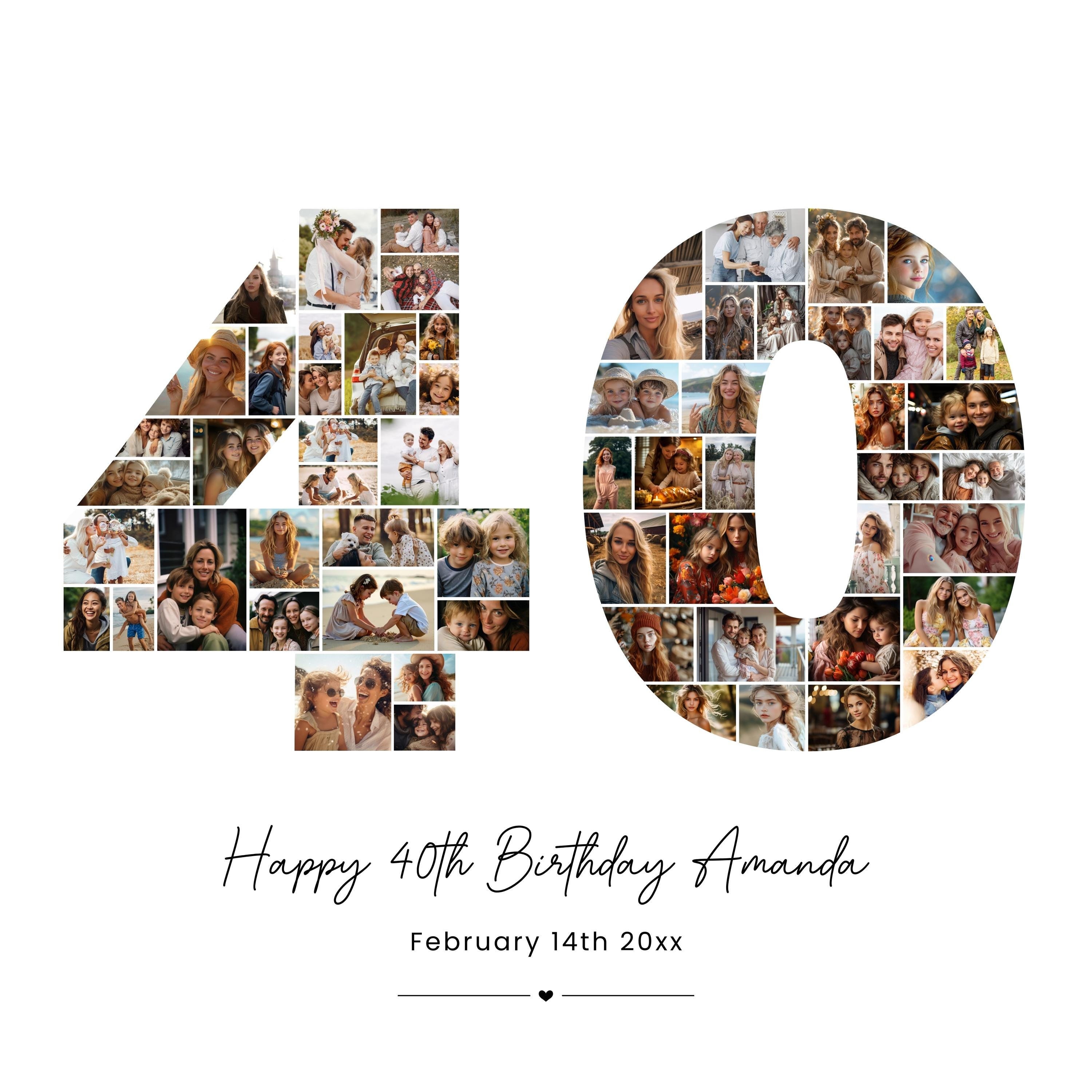 40th Birthday Photo Collage Template, Personalized 40th Birthday Gift ...