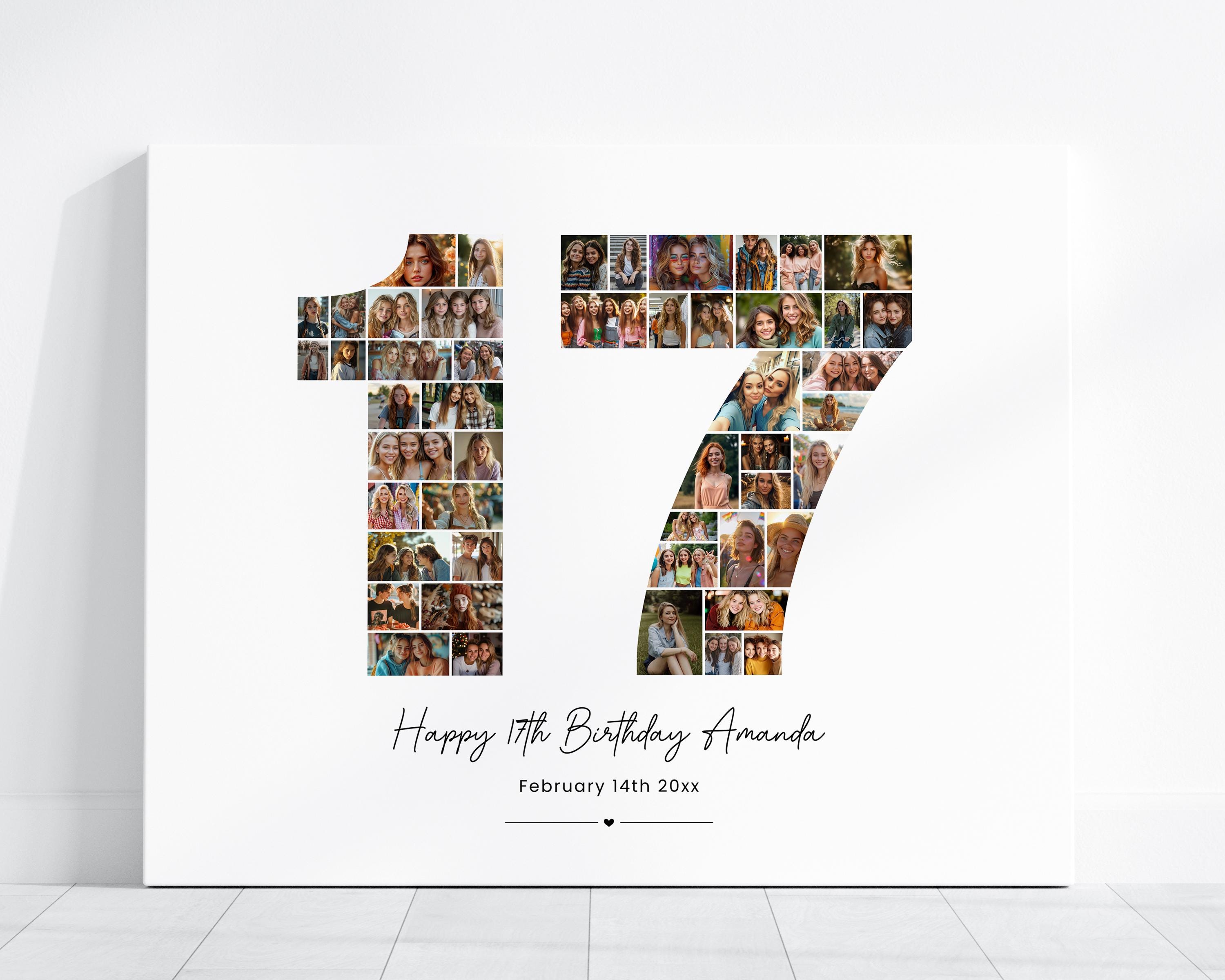 17th Birthday Photo Collage, 17th Birthday Gift, Birthday Number 17 ...