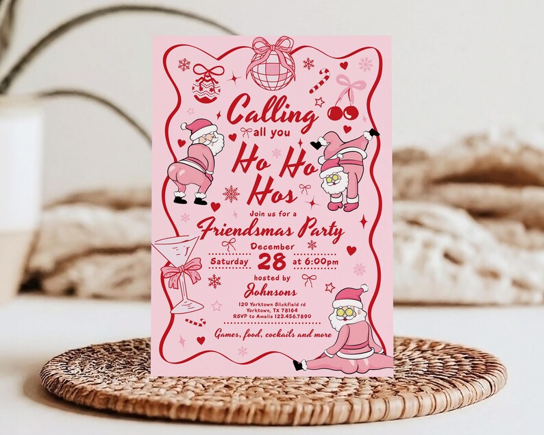 Christmas Friendsmas Funny Invitation, Friendsmas Party Invite, Adult ...