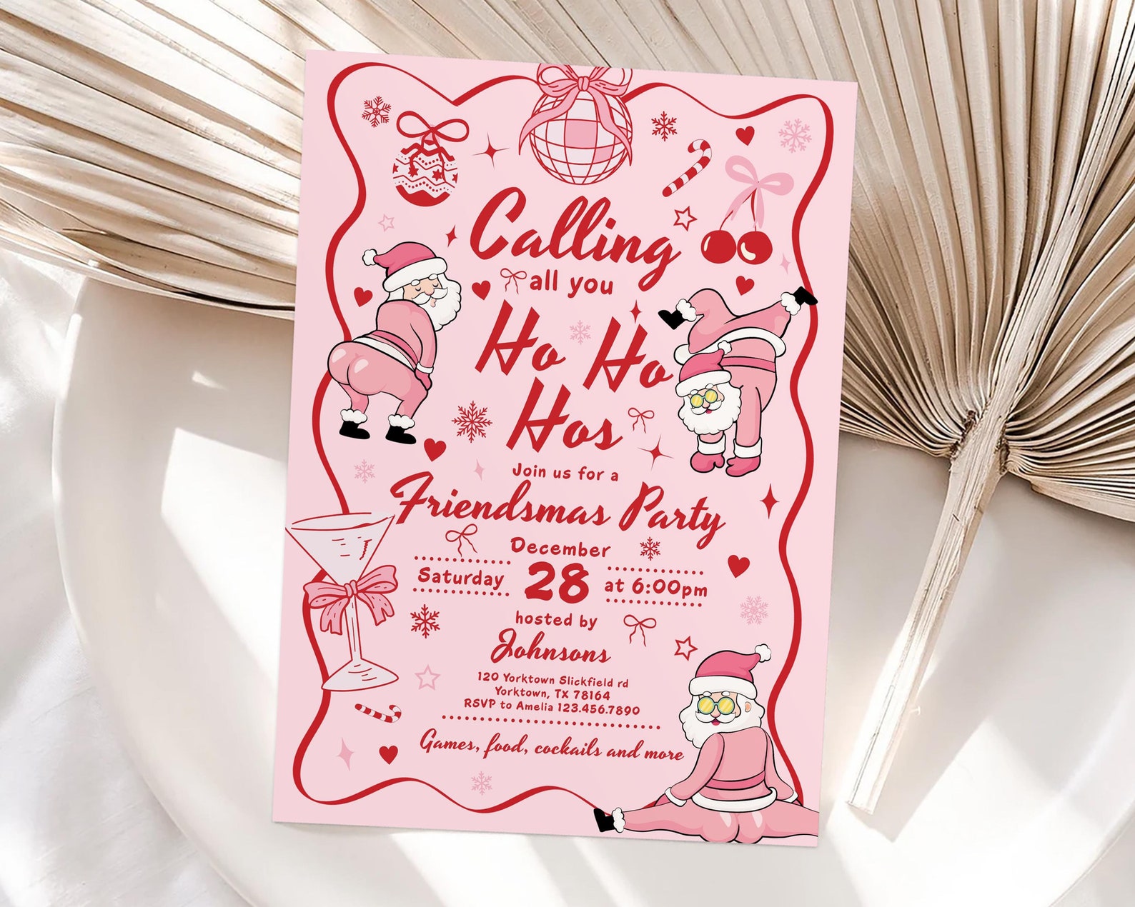 Christmas Friendsmas Funny Invitation, Friendsmas Party Invite, Adult ...