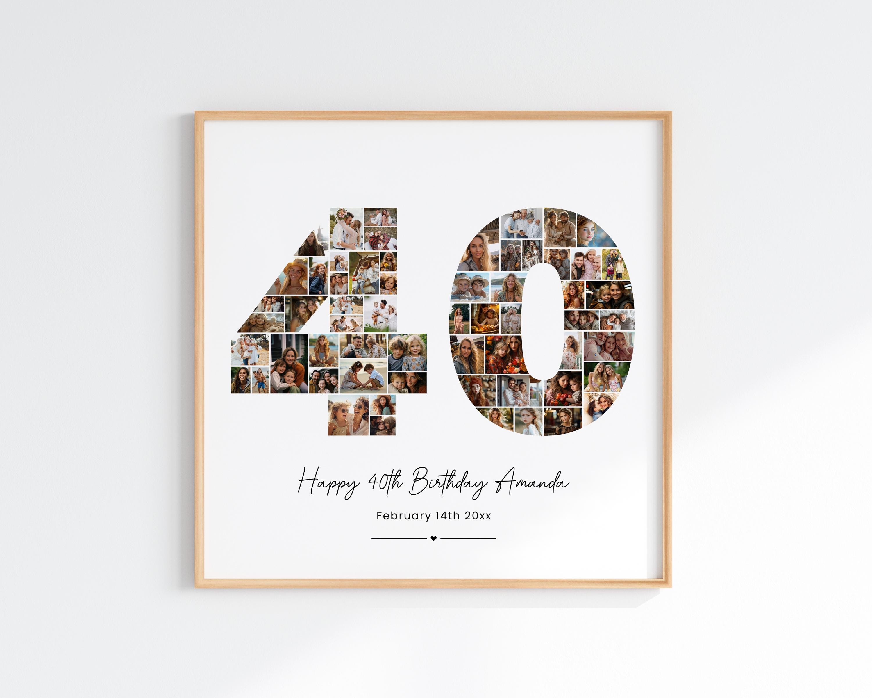 40th Birthday Photo Collage Template, Personalized 40th Birthday Gift ...