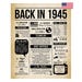 1945 Poster, 80 Years Ago Back in 1945, What Happened in 1945, 80th ...