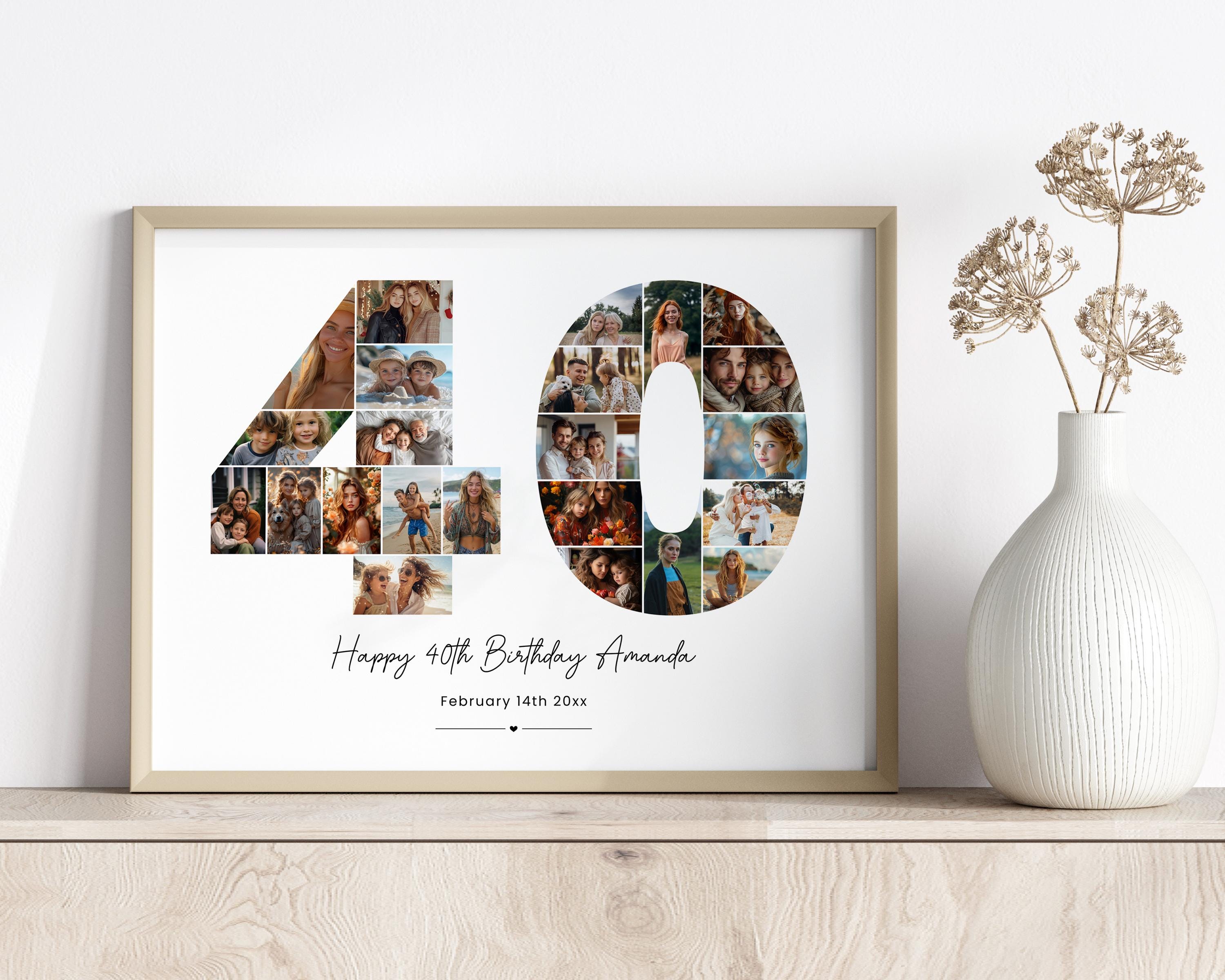 40th Birthday Photo Collage Template, Personalized 40th Birthday Gift ...