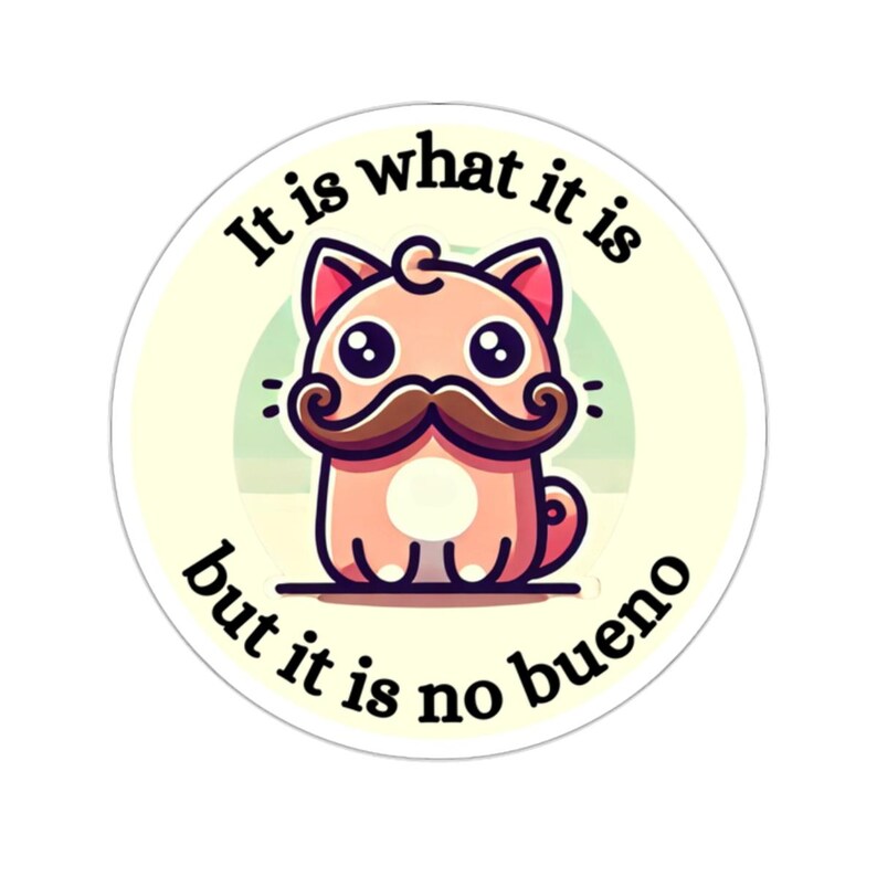 Cat Mustache No Bueno Funny Sticker - Etsy