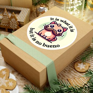 Cat Mustache No Bueno Funny Sticker - Etsy