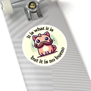 Cat Mustache No Bueno Funny Sticker - Etsy