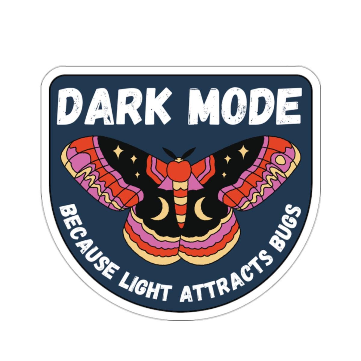 Dark Mode Moth Sticker - Retro Aesthetic Sticker for Tech Lovers Light ...