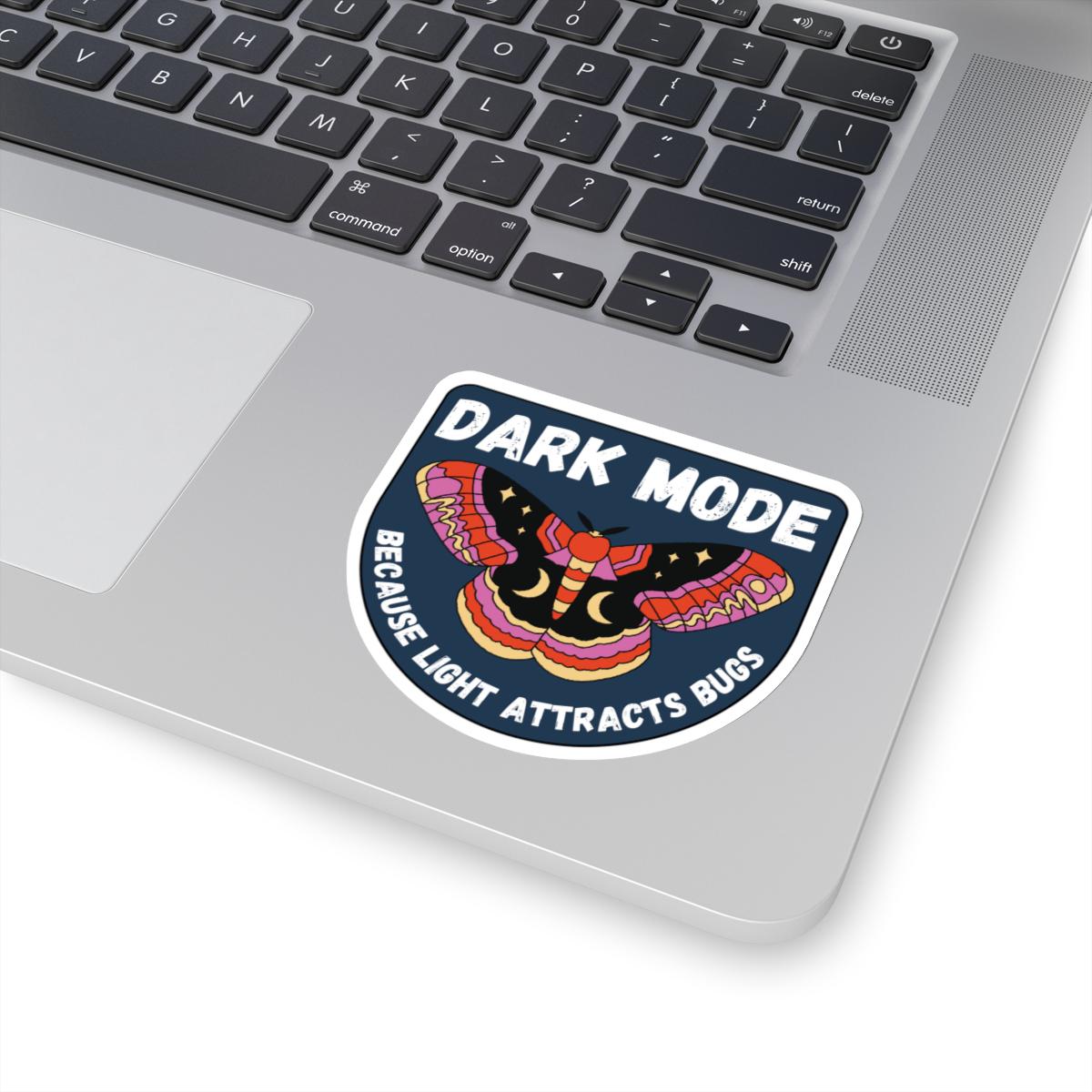 Dark Mode Moth Sticker - Retro Aesthetic Sticker for Tech Lovers Light ...