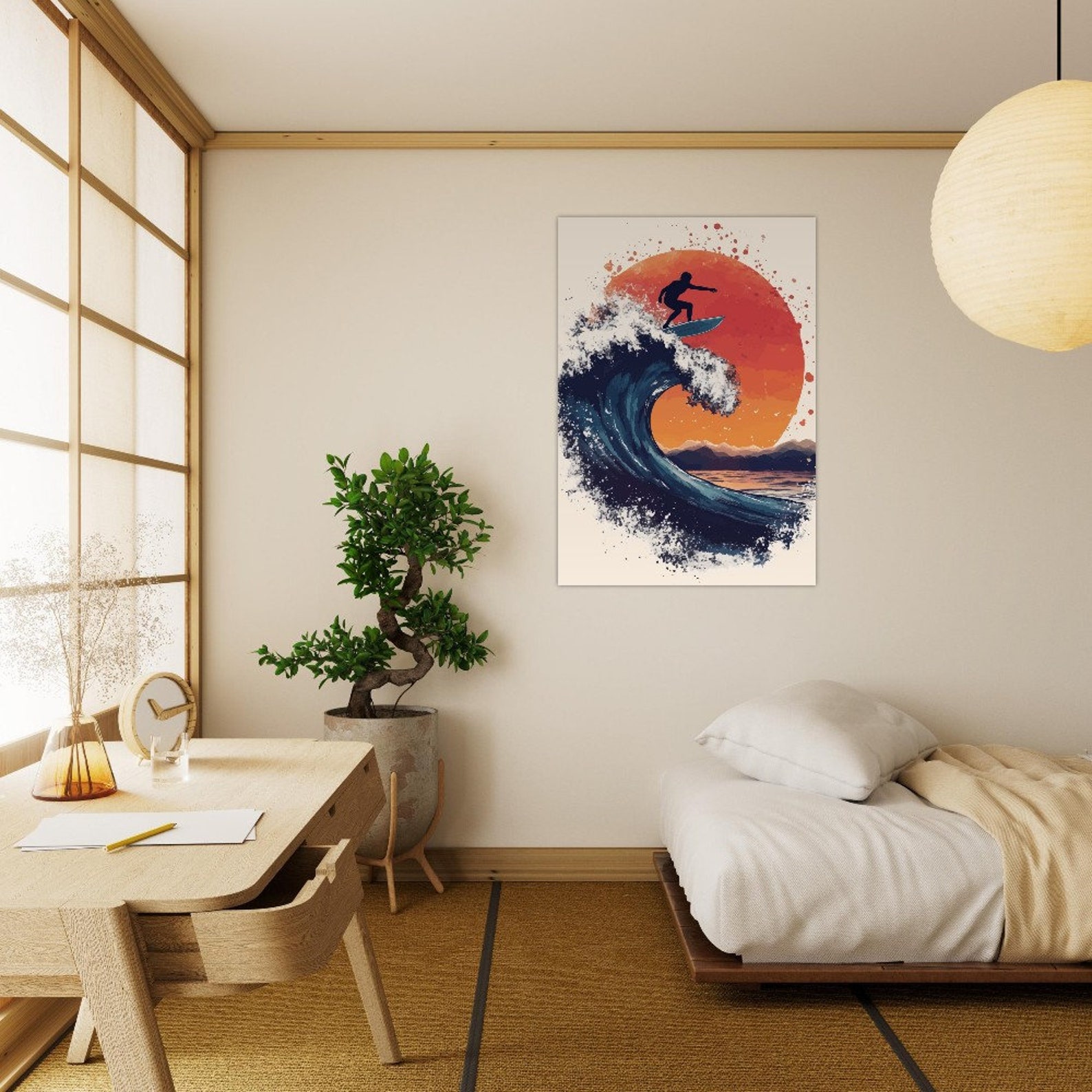 Epic Surfing Poster – Dynamic Wave and Sunset Art - Etsy