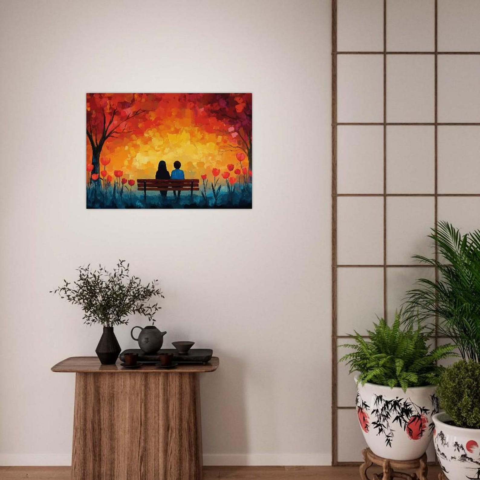 Two Friends on a Bench Art Print - Classic Matte Poster for Friendship ...