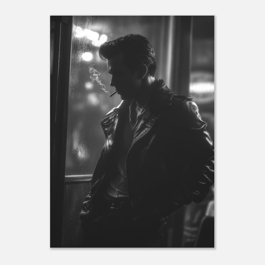 Vintage Greaser Poster: Pompadour, Leather Jacket Art Print - Etsy
